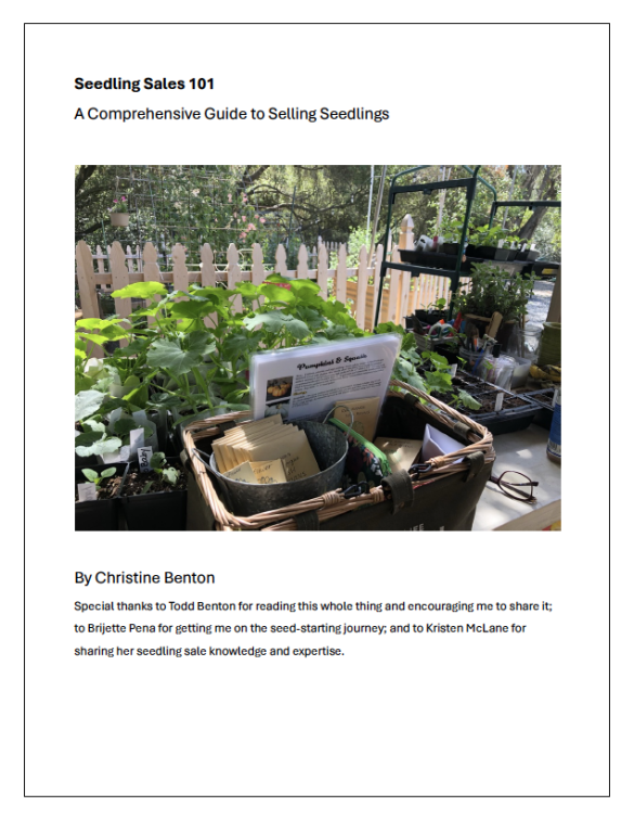 Seedling Sales 101 Guide | Chrissie's Garden